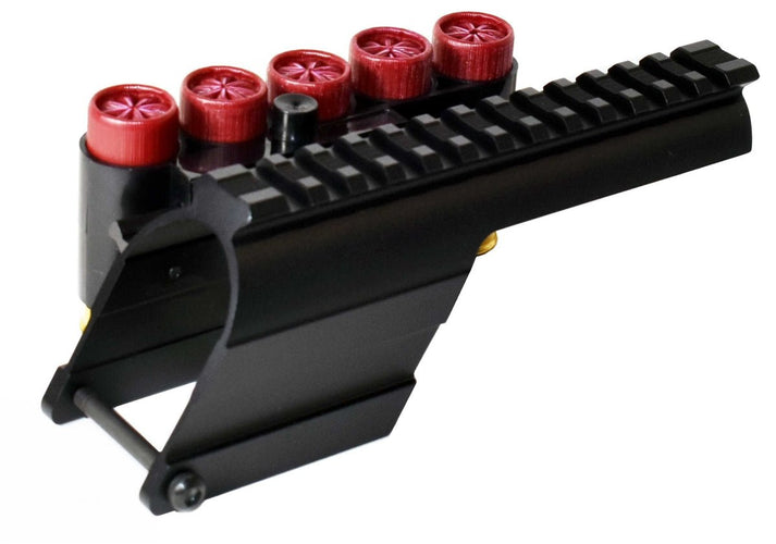 Mossberg 590 shockwave saddle mount and shell holder 12-gauge combo.