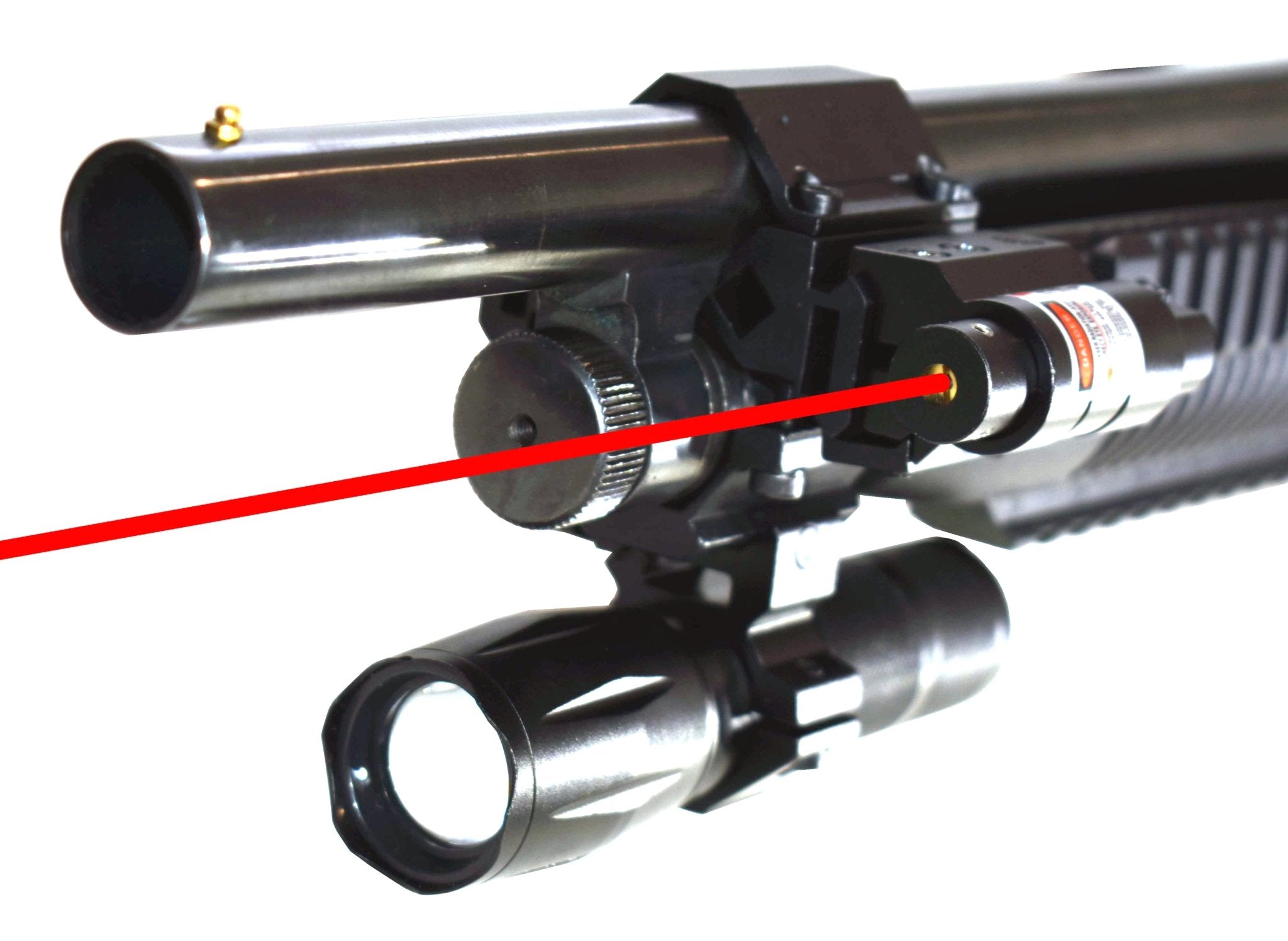 Tactical Flashlight And Red Laser Sight With Magazine Tube/barrel Moun